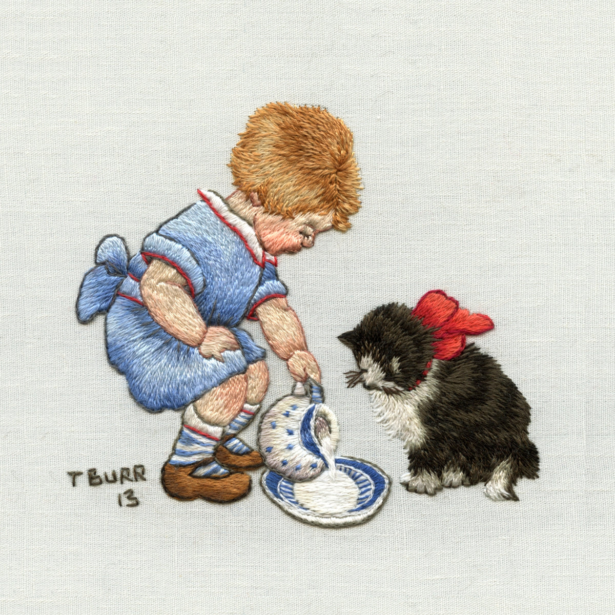 PDF Miniature Saucer of milk for kitty – Trish Burr Embroidery