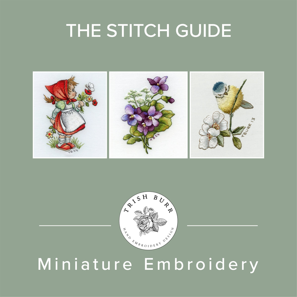 PDF Miniature Vintage robin and pansies – Trish Burr Embroidery